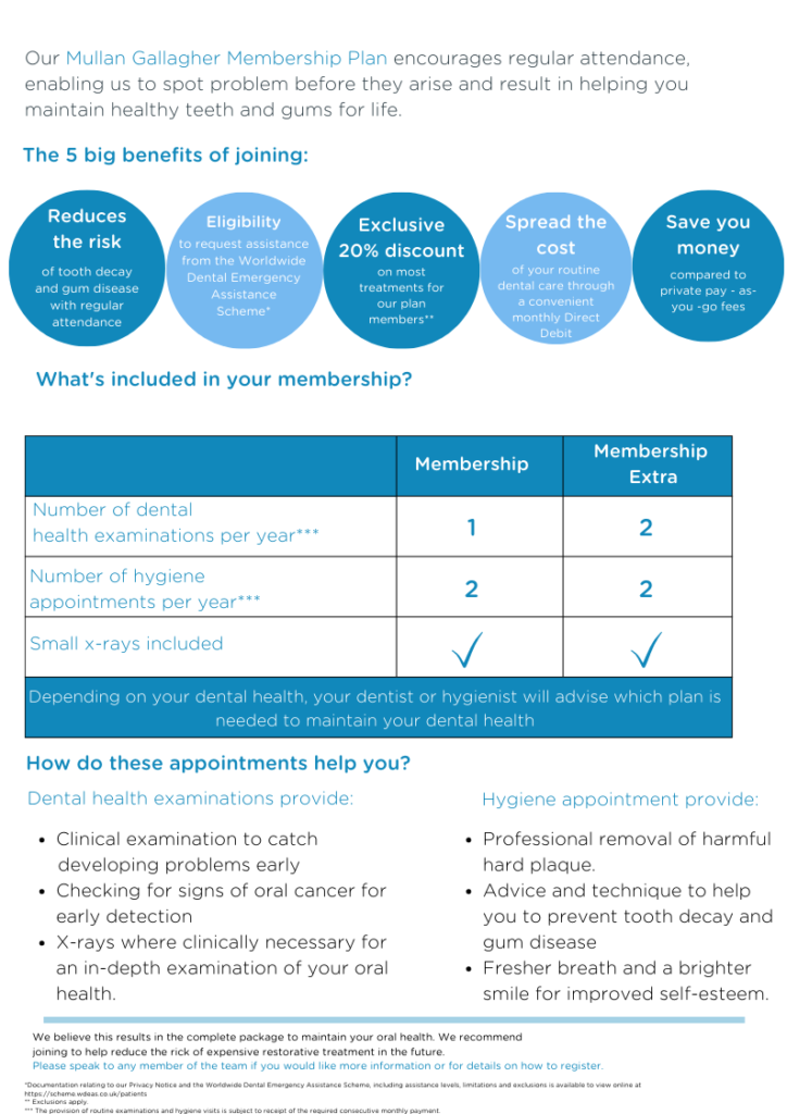 Membership Plan – Mullan Gallagher Dental Care
